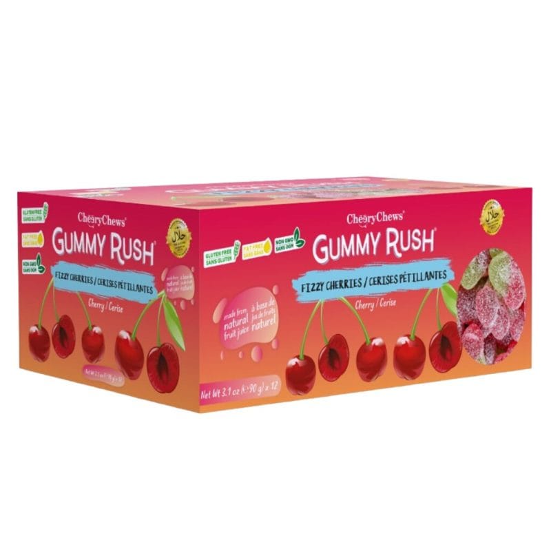 Cheery Chews Gummy Rush Fizzy Cherries 90g 12 Pack - Online Wholesaler ...