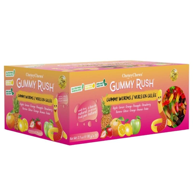 Cheery Chews Gummy Rush Gummy Worm 90g 12 Pack - Online Wholesaler ...