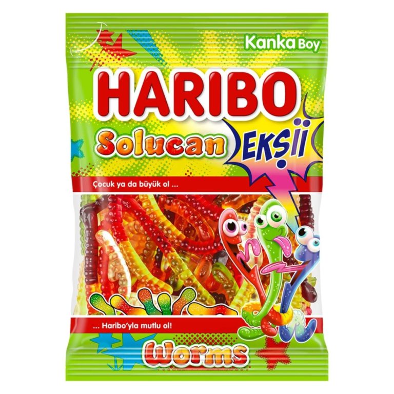 Haribo Halal Solucan Eksii Flavour Candy 70g Peg Bag - Online ...